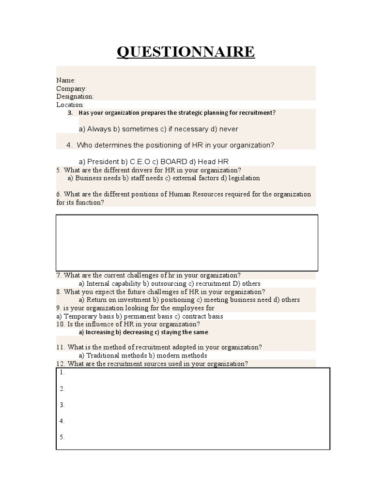 Assessing Recruitment Strategies and Processes: A Questionnaire for ...