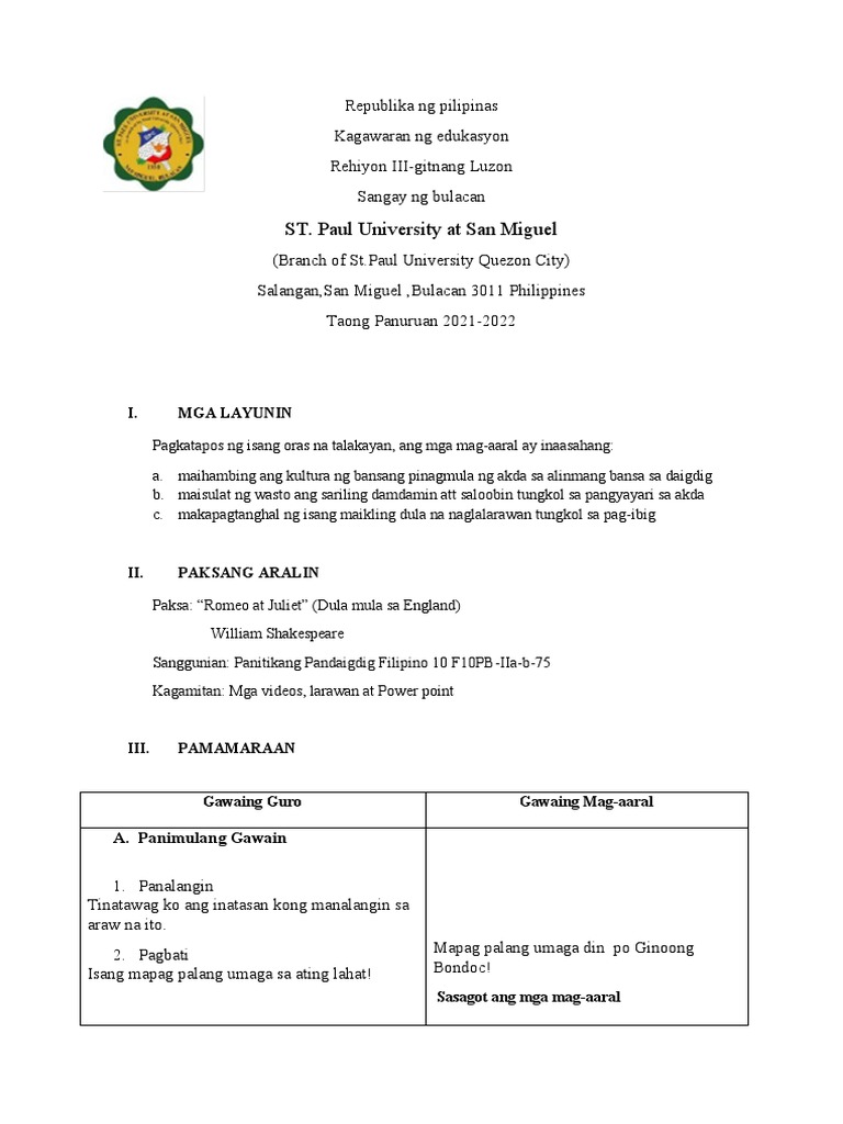 Banghay Aralin Dula | PDF