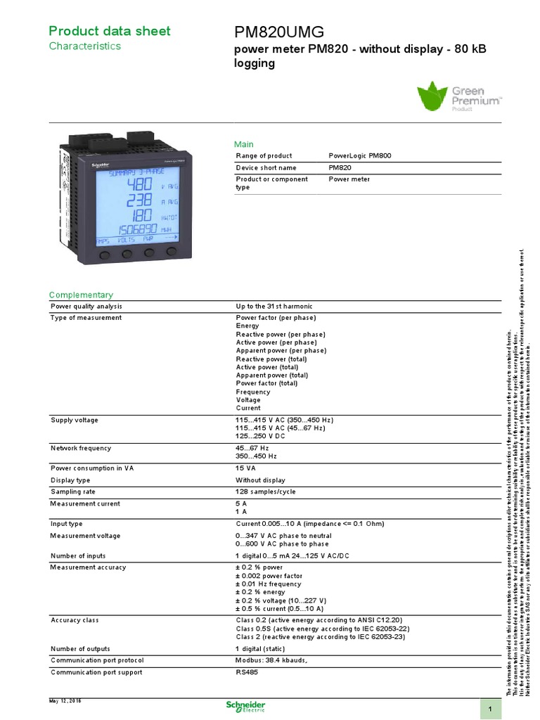 PowerLogic - PM800 Data Sheet | PDF | Ac Power | Alternating Current