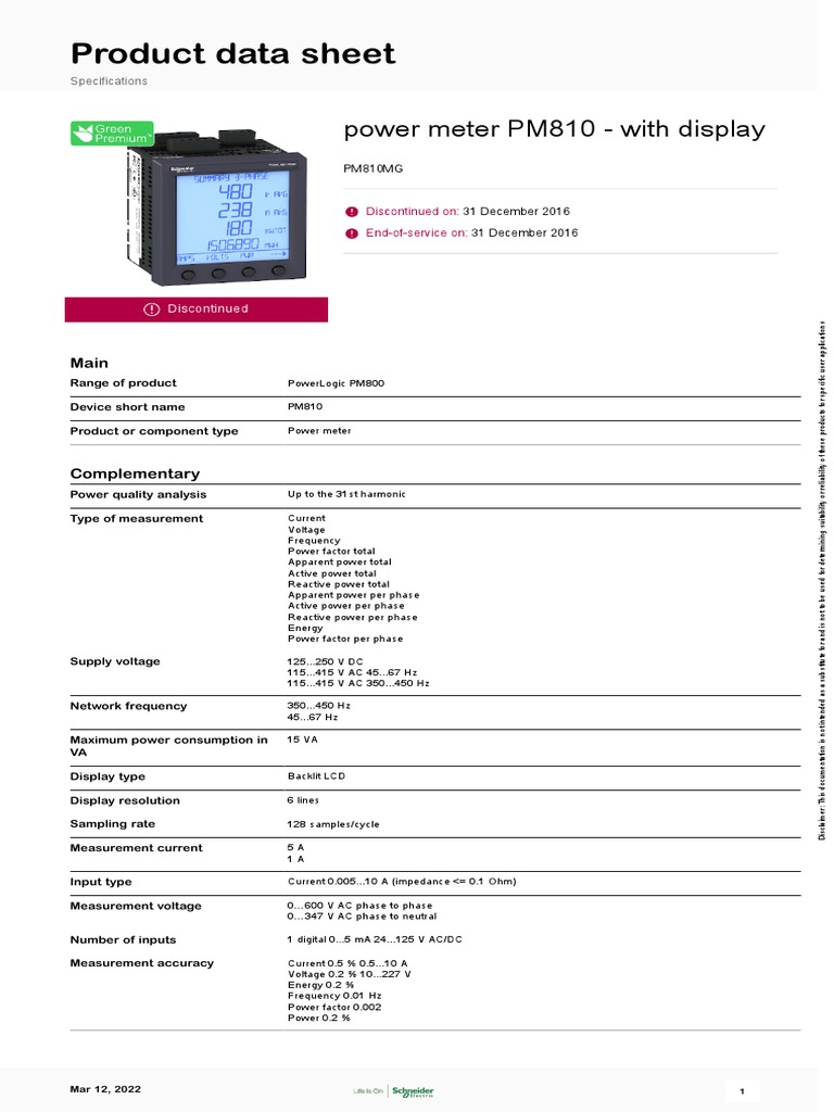 PowerLogic PM800 Series - PM810MG | PDF | Ac Power | Alternating Current