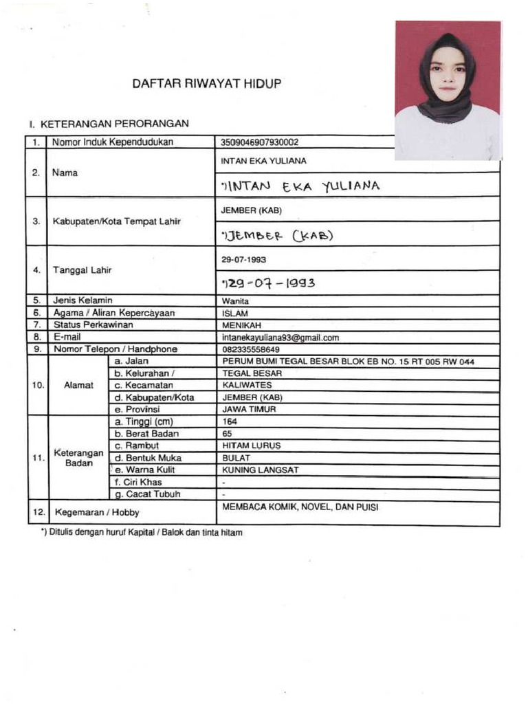 Contoh Pengisian Drh-1 | PDF