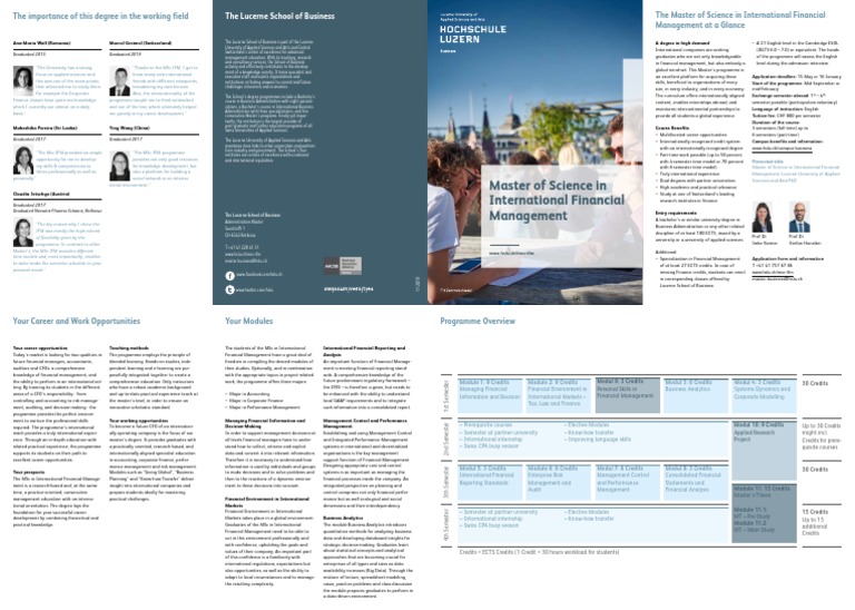 Brochure Master of Science in International Financial Management | PDF ...