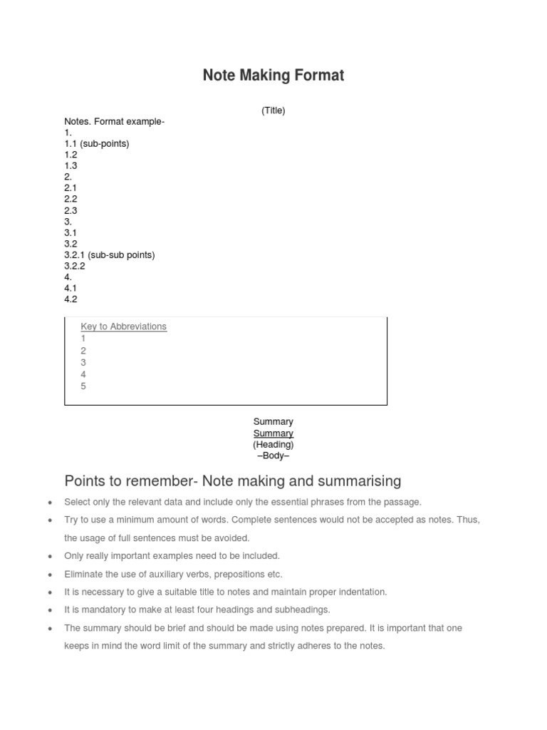 Note Making and Summarising (Reading Comprehension) | PDF | Cognitive Science