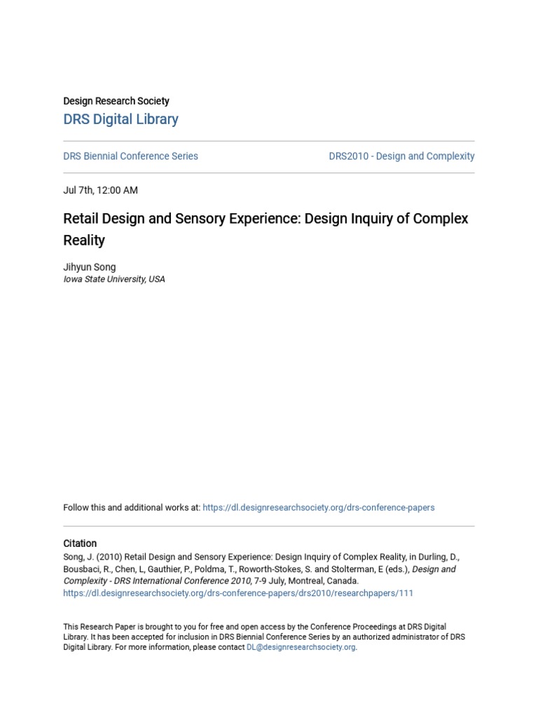 Retail Design and Sensory Experience - Design Inquiry of Complex R ...