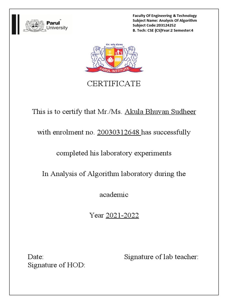 Certificate Format | PDF | Computer Programming | Combinatorics