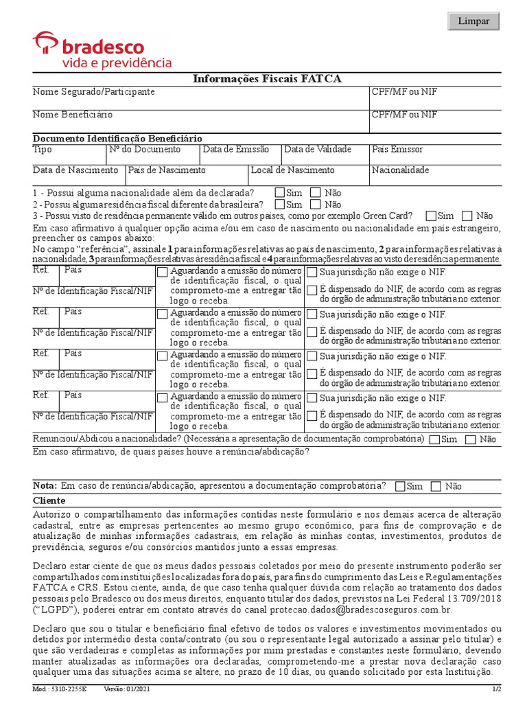 5310-2255e - Fatca | PDF | Visto para viagem | Tratado