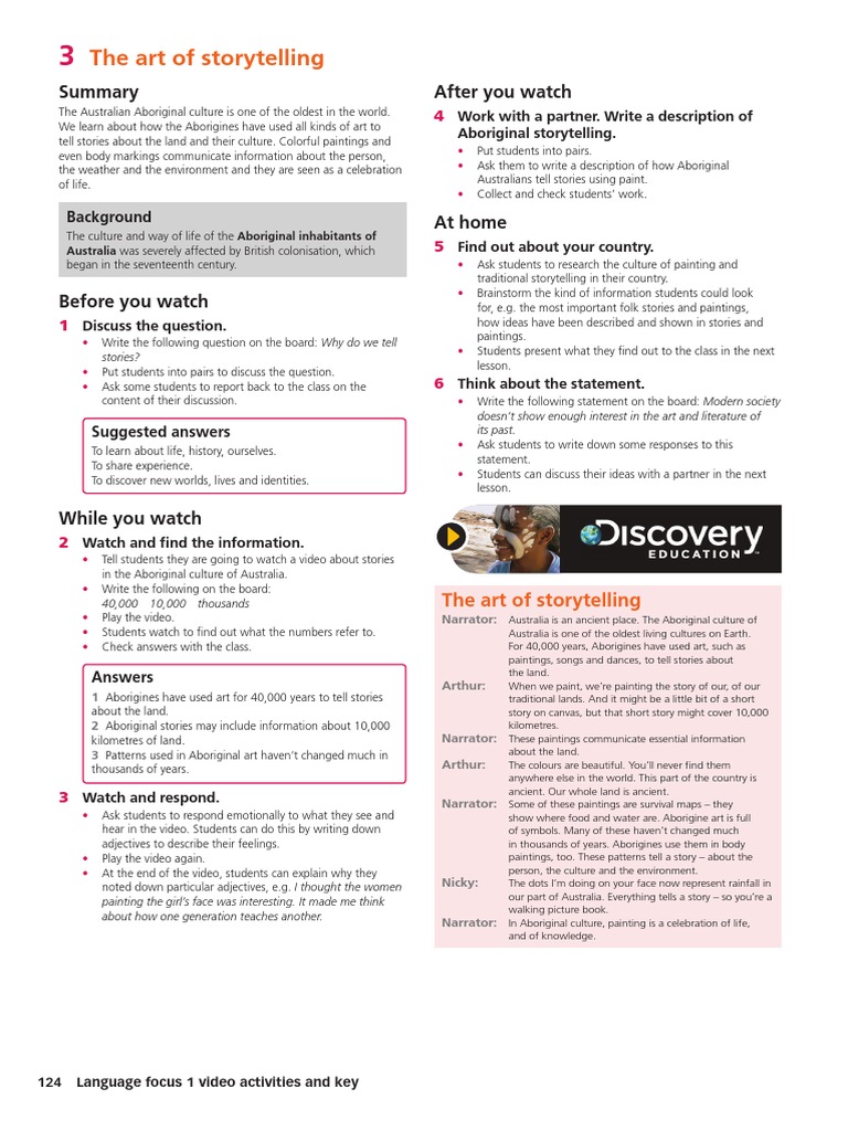 Unit 3 - Teacher's Book Language Focus 1 Video Activities | PDF ...