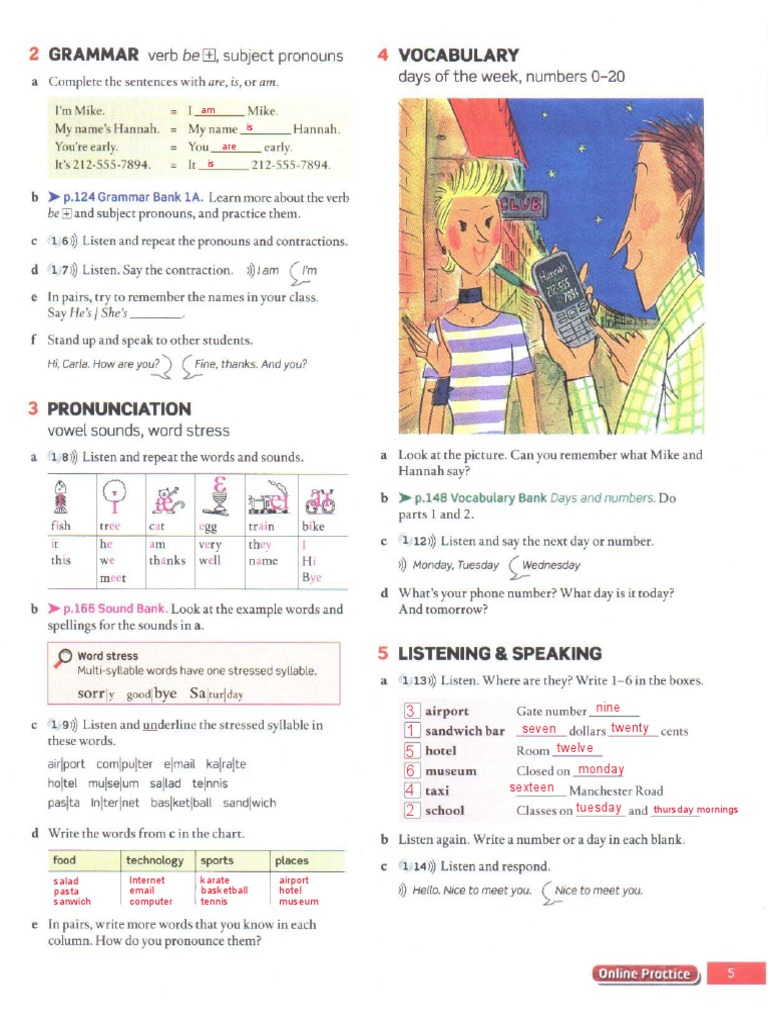 Grammar Vocabulary: Verb Be Subject Pronouns of The Week, Numbers 0 ...
