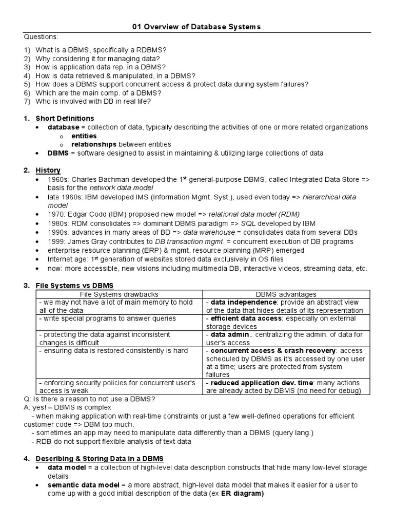 Overview of Database Systems | PDF | Databases | Data Model