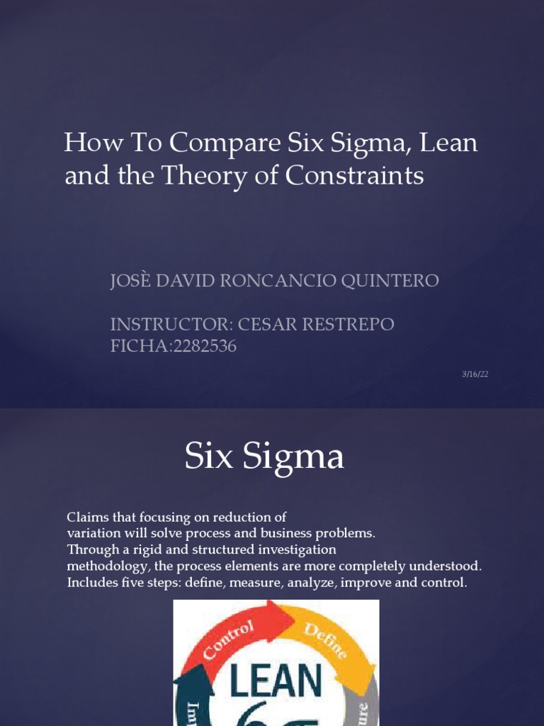 How To Compare Six Sigma, Lean and The Theory of Constraints | PDF