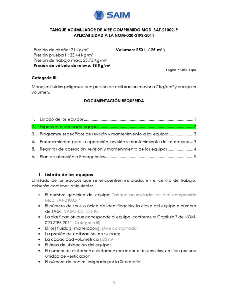 Requisitos NOM-020-STPS EQUIPO PULMONES | PDF | Presión