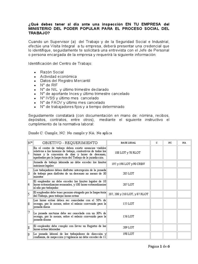 Inspeccion MPPPST | PDF | Salario | Salario mínimo