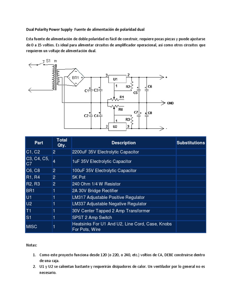Dual Polarity Power Supply | PDF | Fuente de alimentación | Equipo ... Dual Polarity Power Supply | PDF | Fuente de alimentación | Equipo ...