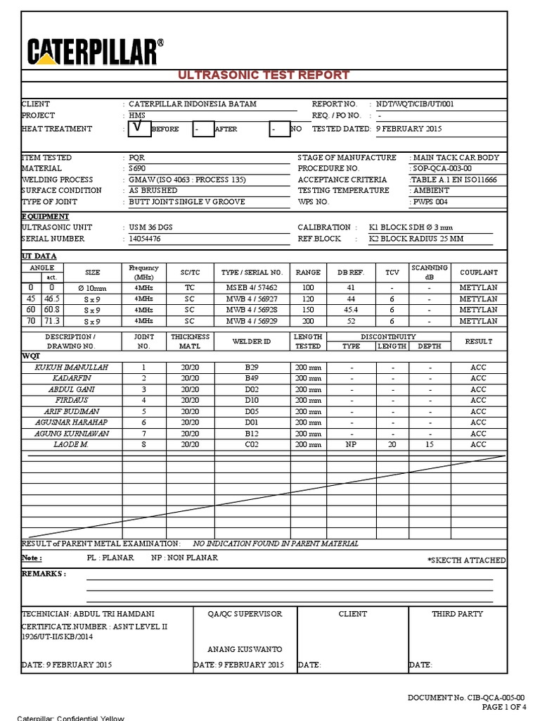 Ultrasonic Test Report: Before After | PDF | Welding | Construction