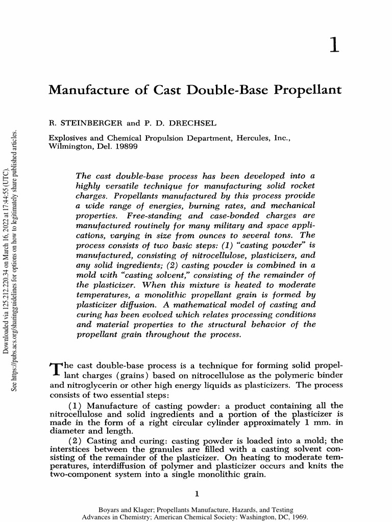 Development and Versatility of the Cast Double-Base Process for ...