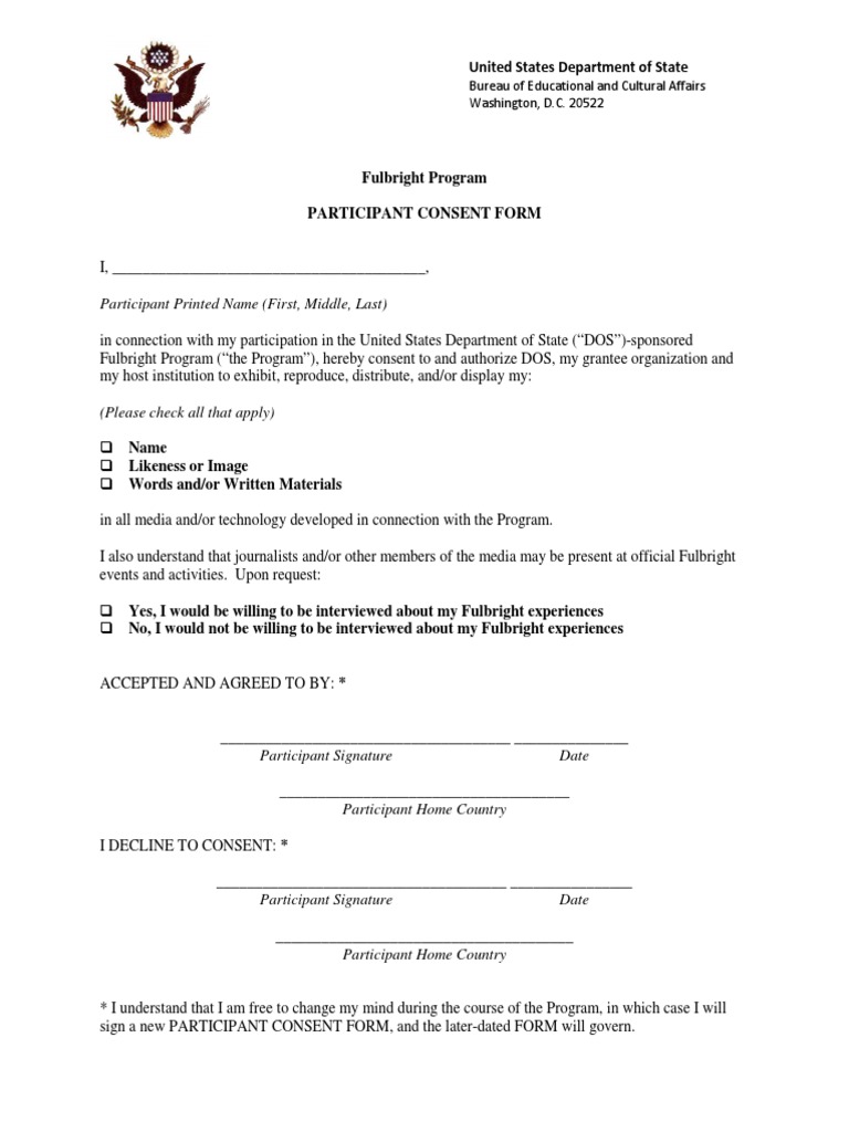 Fulbright Participant Release Form | PDF