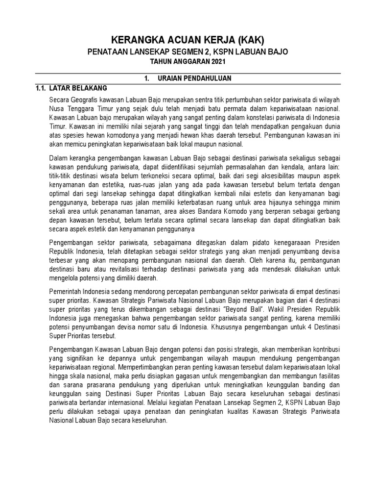 KAK Dan RKS Segmen 2 Lansekap Bajo | PDF | Bisnis | Teknologi & Rekayasa