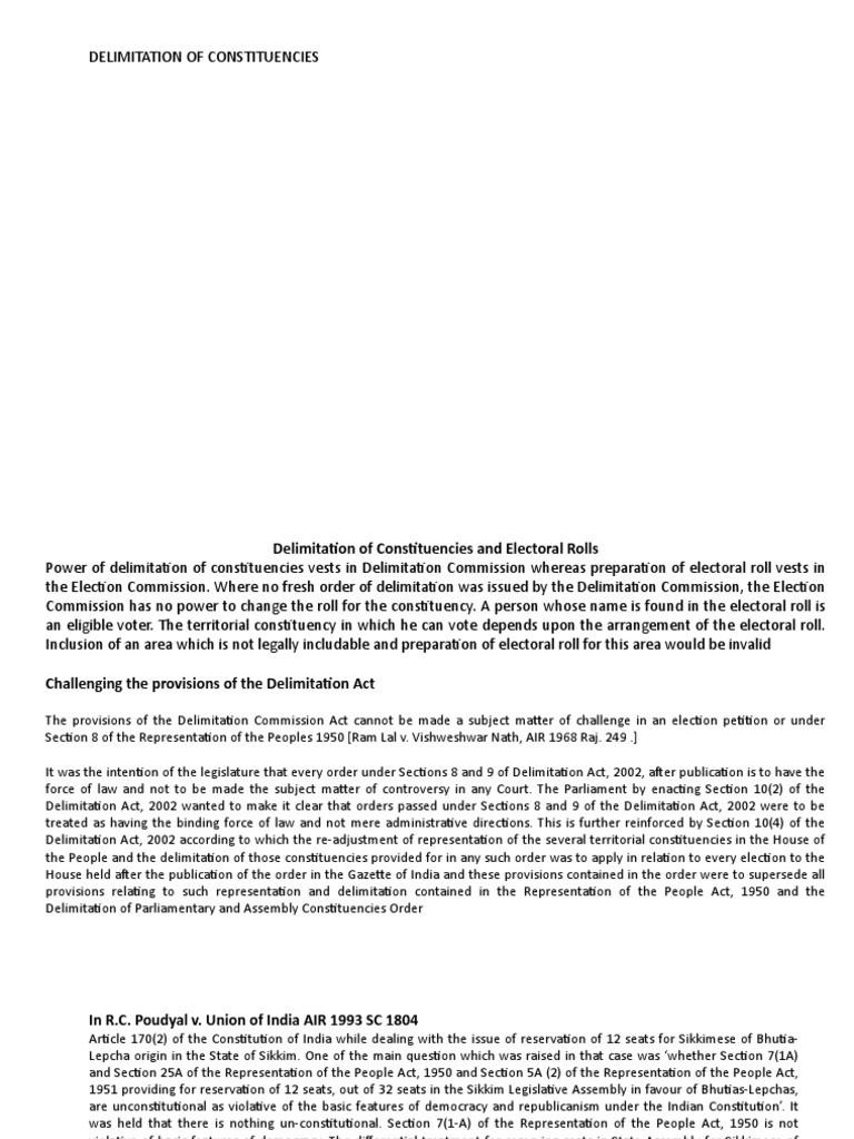 Delimitation Commission | PDF | Government | Constitutional Law
