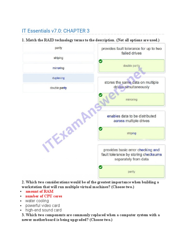 IT Essentials v7.0 CHAPTER 3 | PDF | Bios | Hard Disk Drive