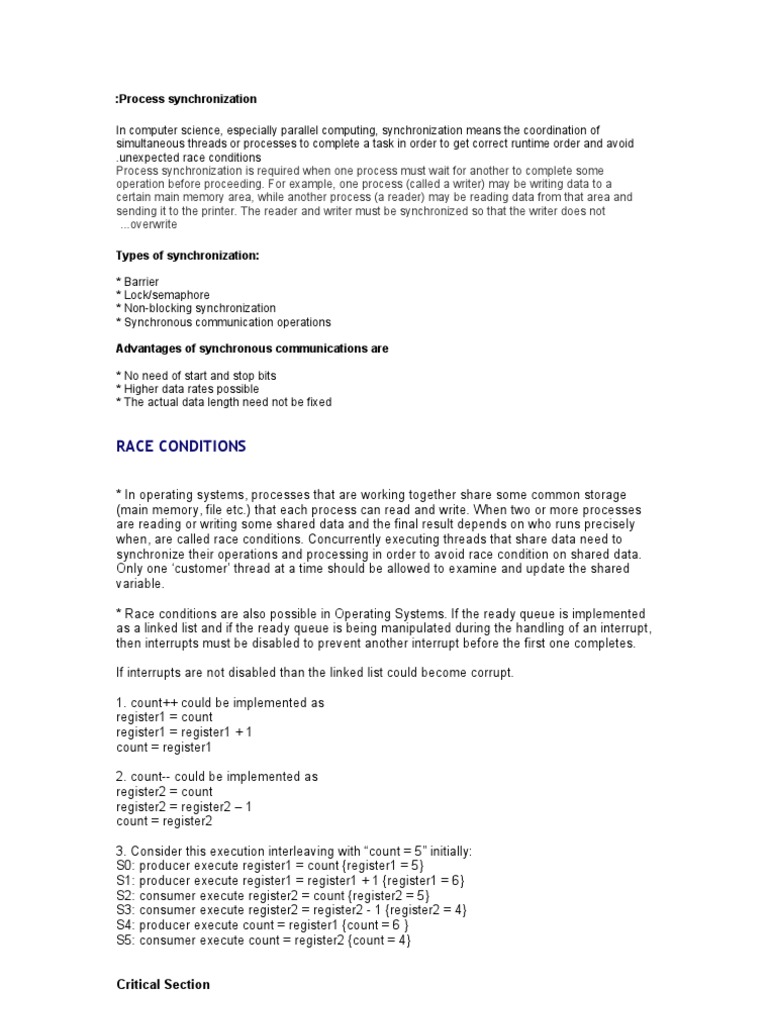 Race Conditions: Process Synchronization | PDF | Process (Computing ...
