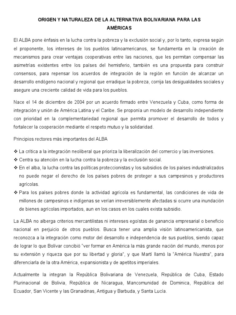 QUÉ ES El ALBA | PDF | Américas | America latina