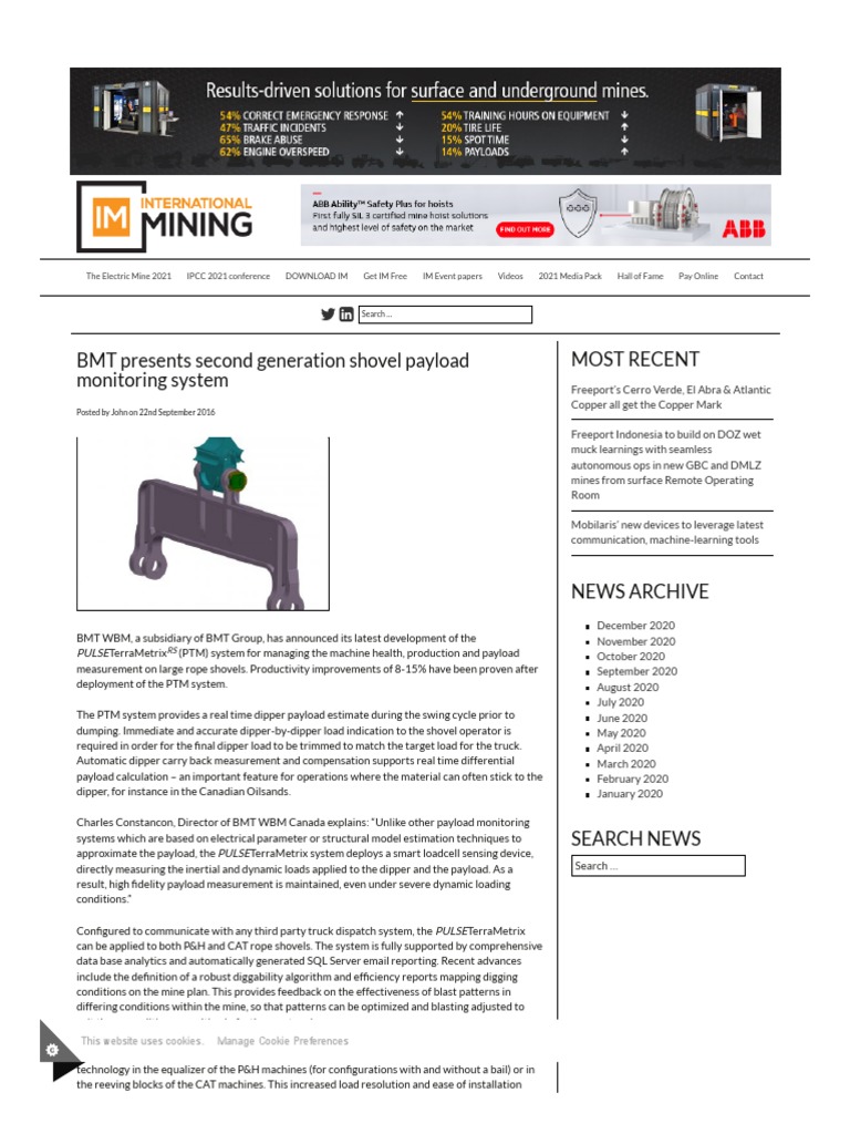 2016 BMT Presents Second Generation Shovel Payload Monitoring System ...