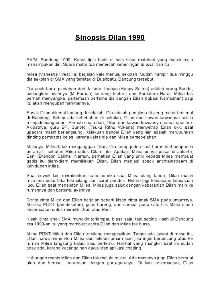 Sinopsis Dilan 1990 | PDF
