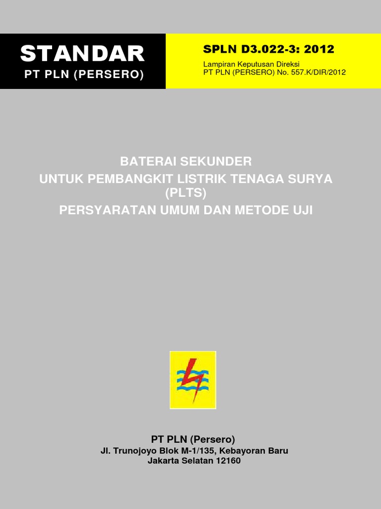 SPLN D3.022-3 2012 Baterai | PDF