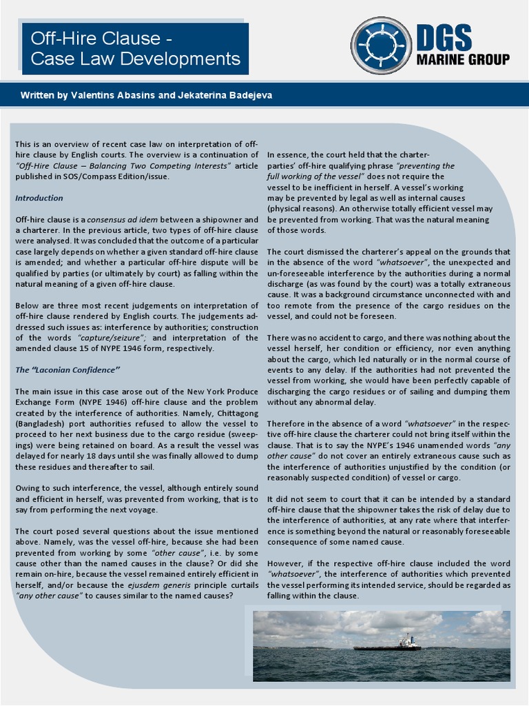 DGS Marine - Off Hire Clause | PDF | Search And Seizure | Justice