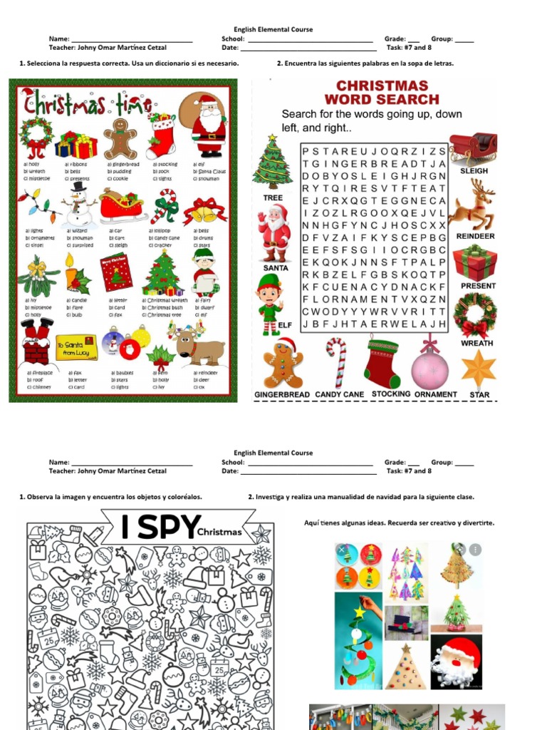 Tasks 7 and 8 Grade Christmas | PDF