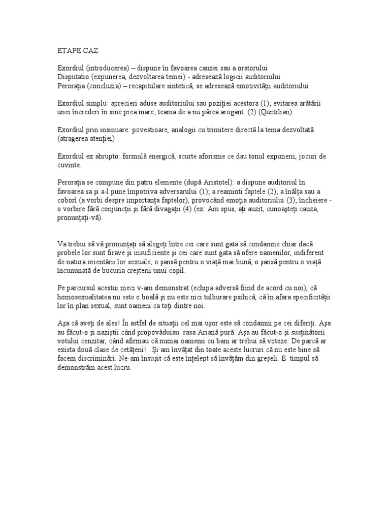 Structura Unui Discurs Exemplu de Peroratie | PDF