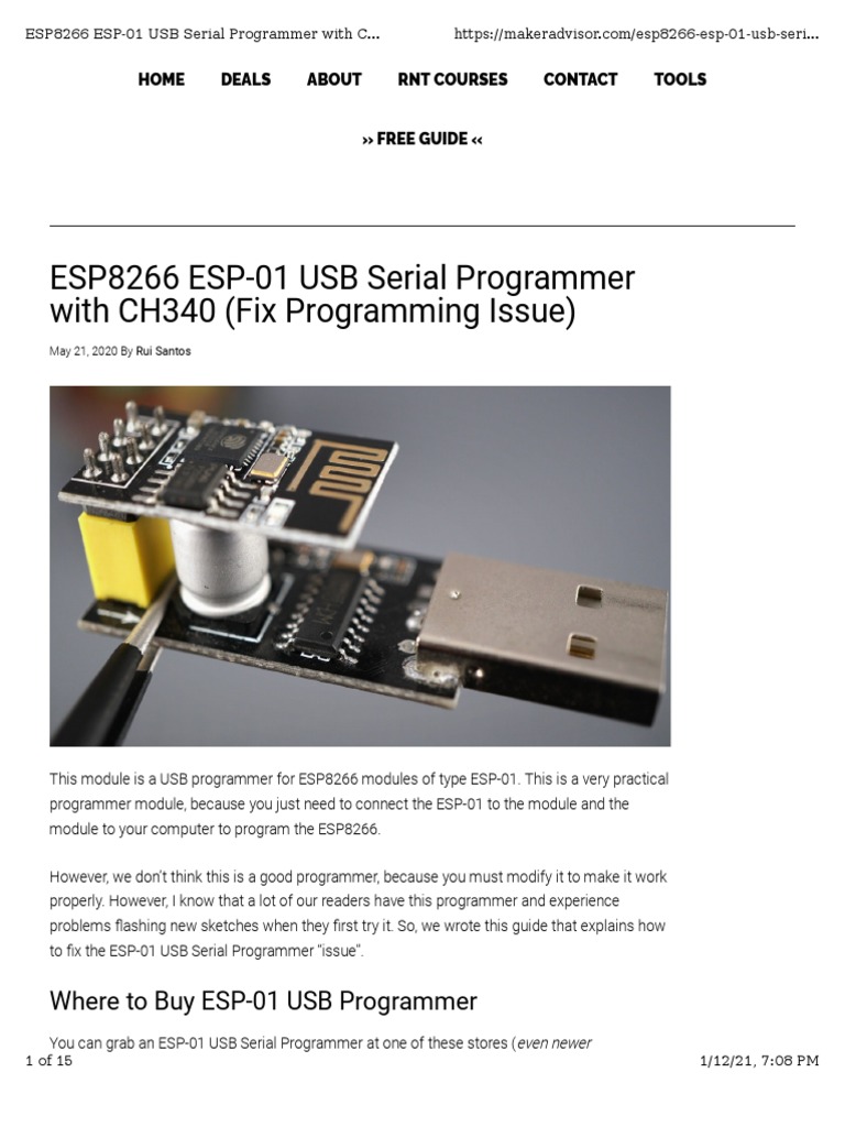 ESP8266 ESP-01 USB Serial Programmer With CH340 | PDF | Arduino | Usb