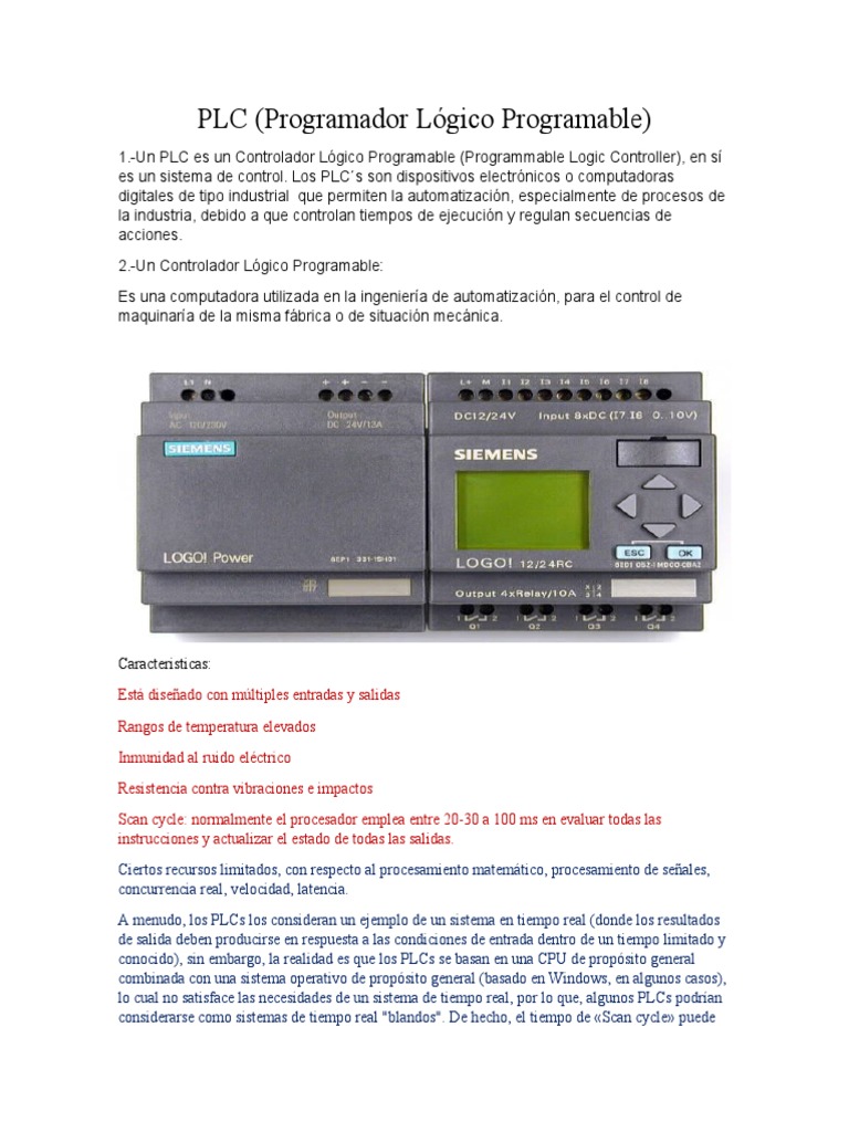 Elementos Básicos Del PLC | PDF | Controlador lógico programable | Relé