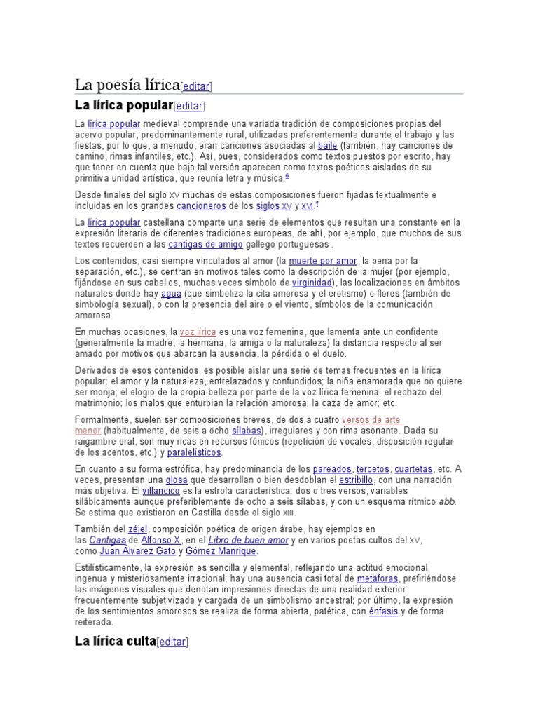 La Poesía Lírica | PDF | Poesía | Canciones