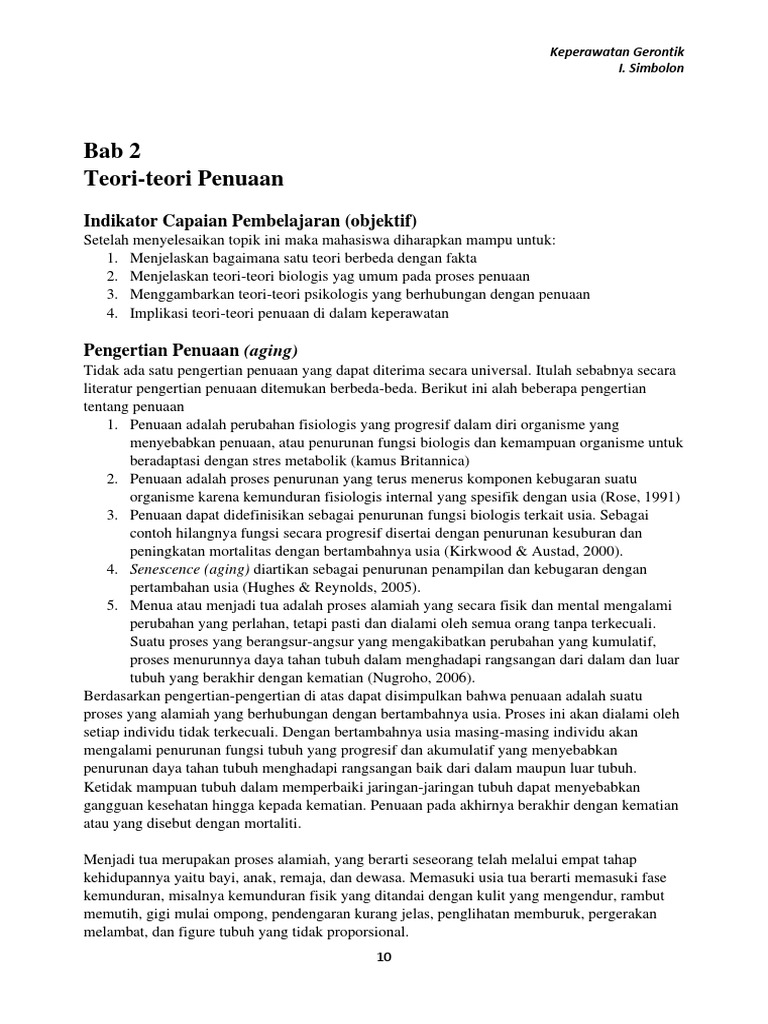 Bab 2 Teori-Teori Penuaan | PDF