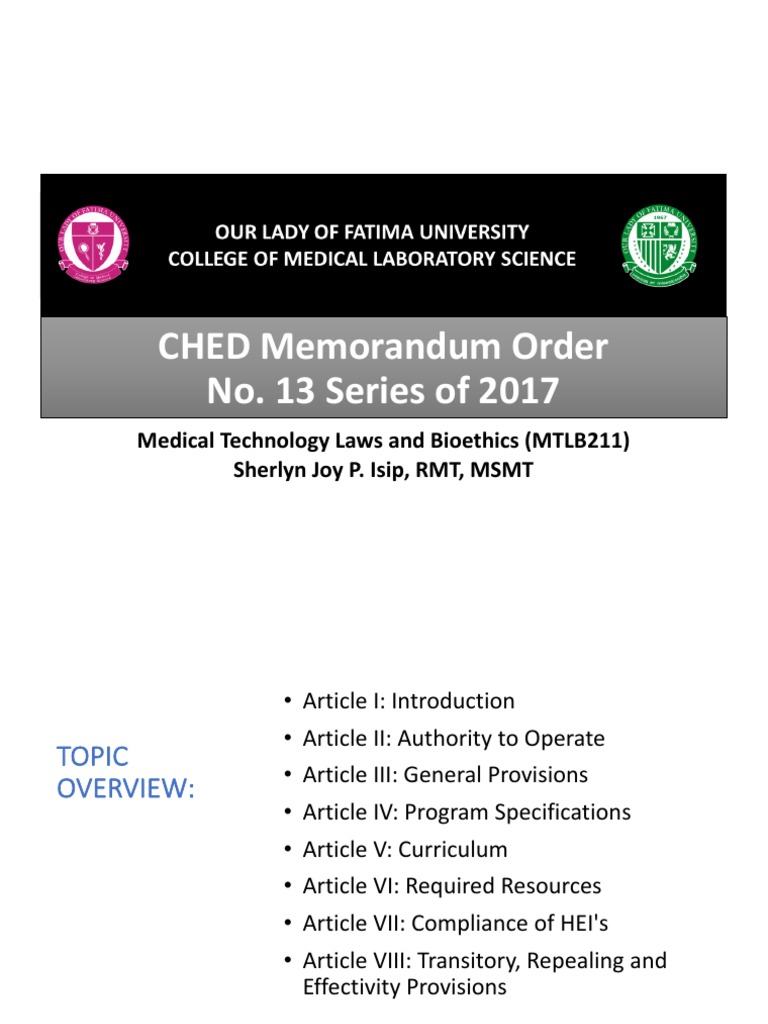 CHED CMO No. 13 Series of 2017 Overview | PDF | Medicine | Health Care