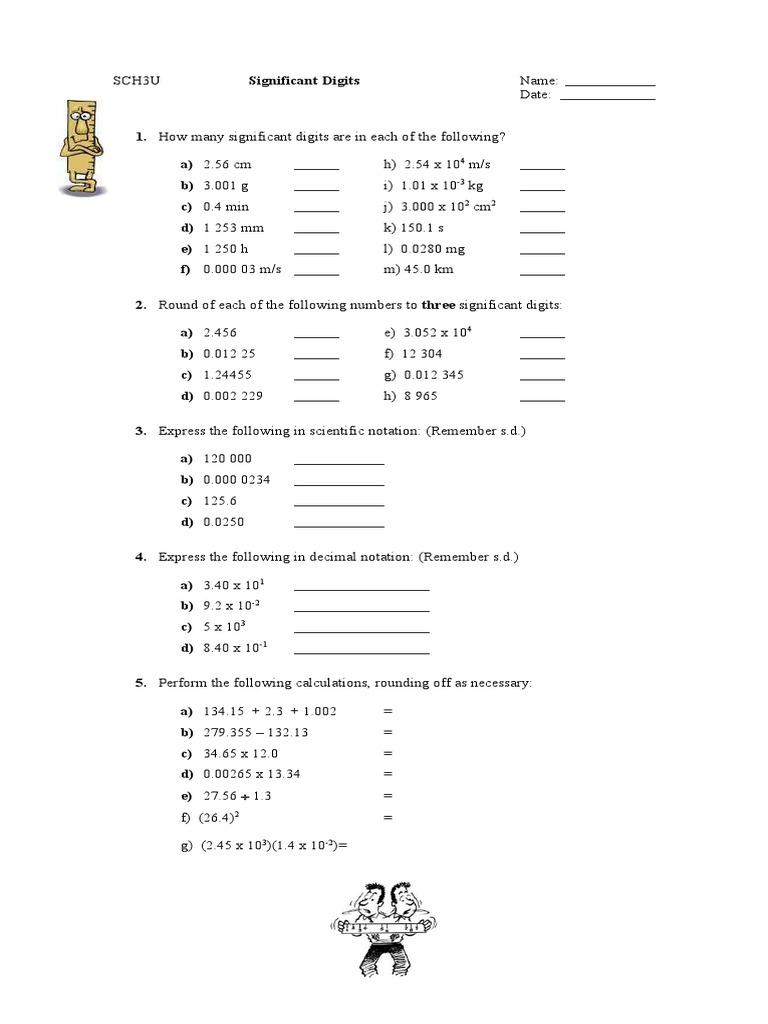 Significant Digits Worksheet | PDF | Significant Figures | Mathematics