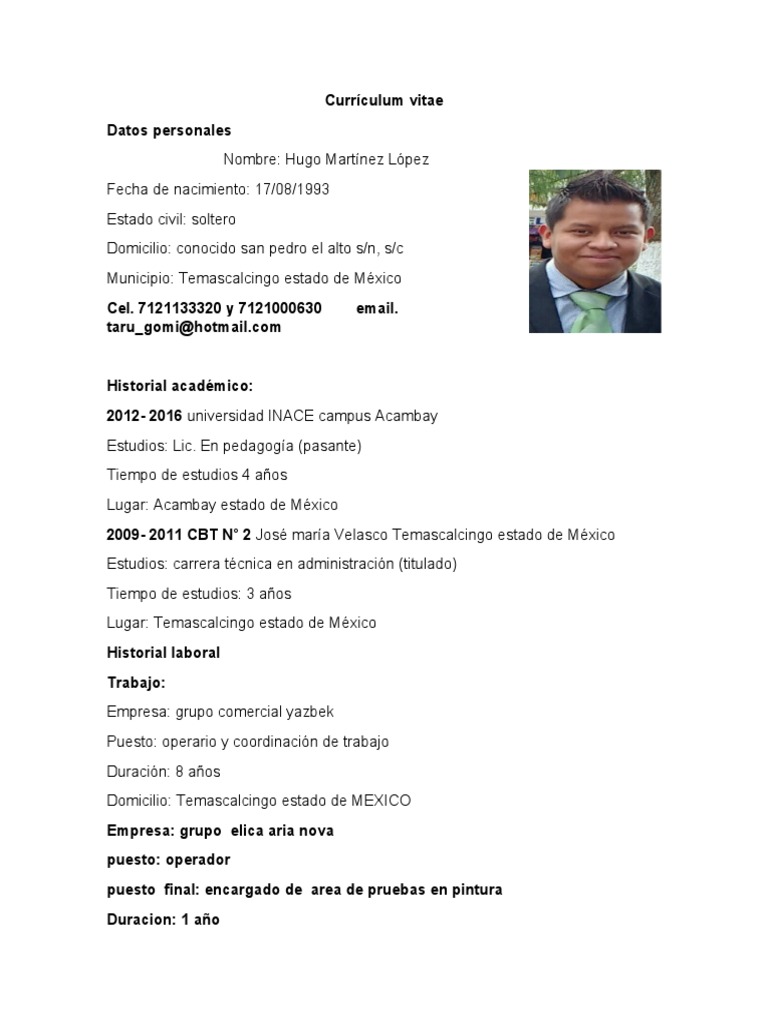 Currículum de Hugo Martínez López | PDF | Crecimiento personal y ...