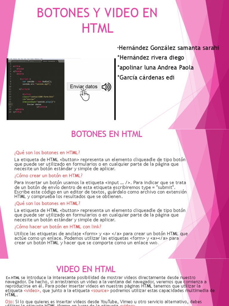 Botones y Video en HTML | PDF | HTML | Códec
