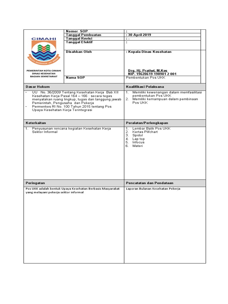 Form Sop Pembentukan Pos Ukk | PDF