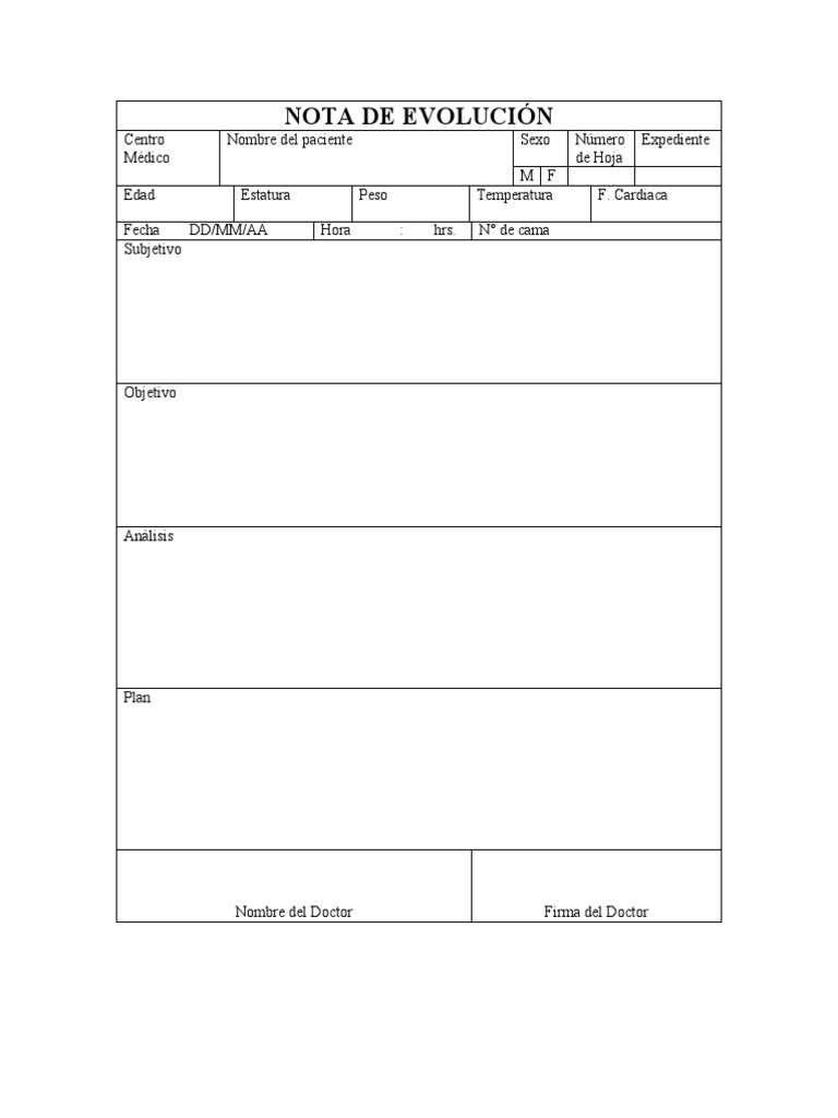 Formato de Nota de Evolucion | PDF