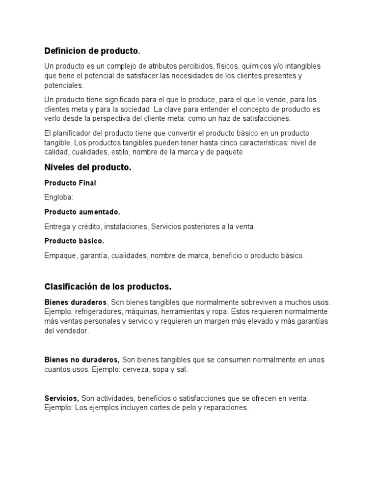 Definicion de Producto | PDF | Producto (Negocio) | Al por menor