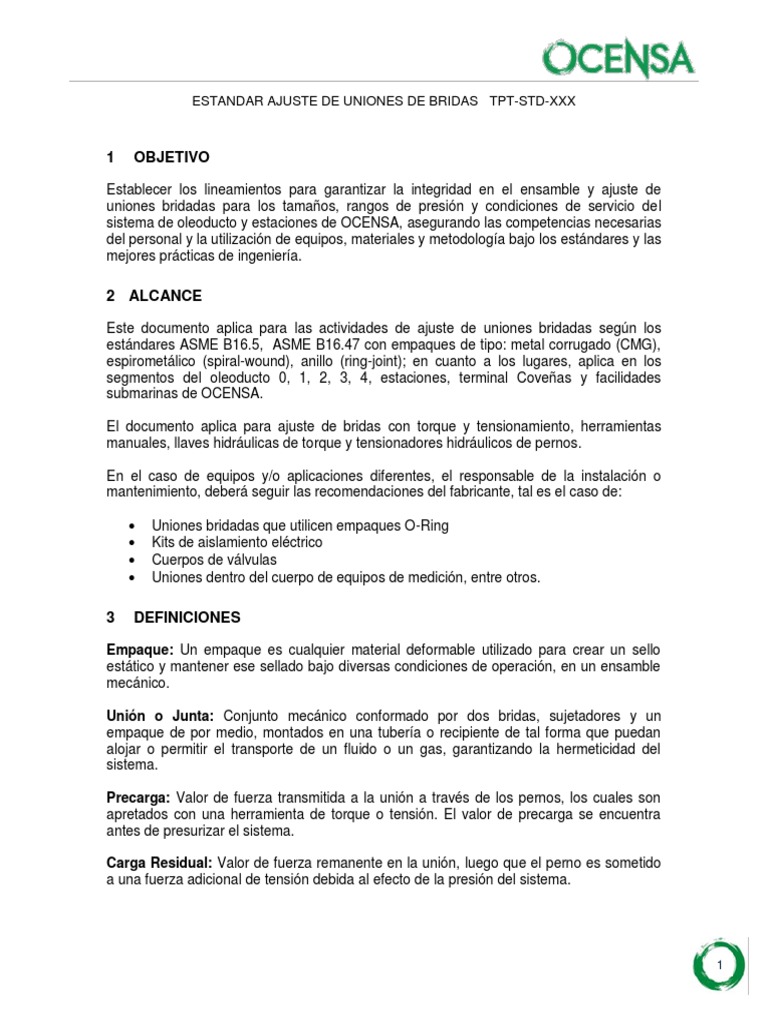 CT 0731 Estandar Ajuste de Uniones Bridadas | PDF | Ingeniería mecánica
