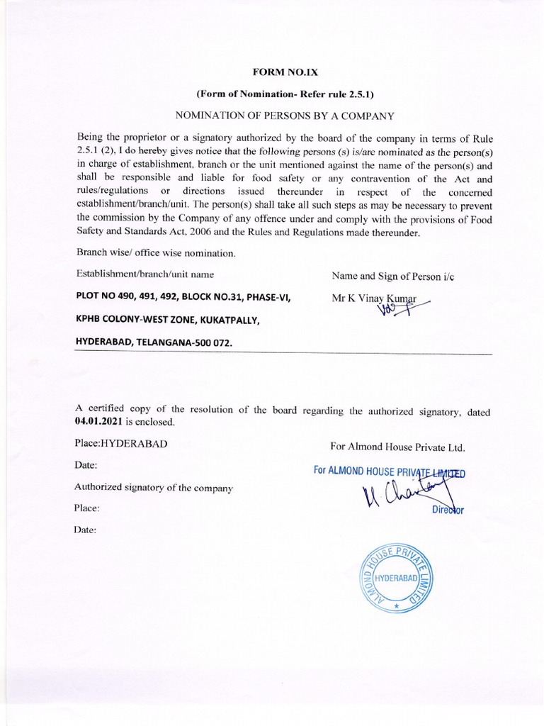 8.form Ix and Board Resolution | PDF