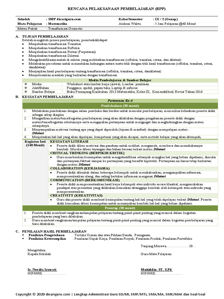 RPP MTK Kls 9 PB 4 | PDF