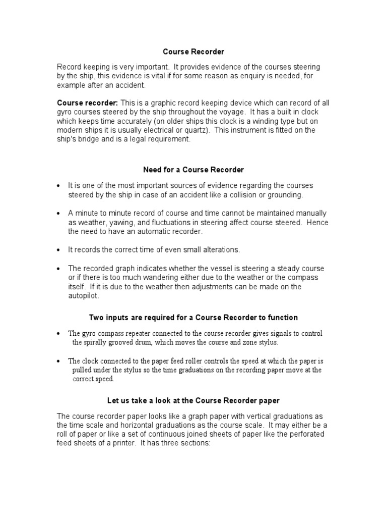 Course Recorder | PDF | Clock | Compass