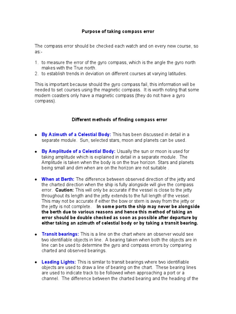 Compass Error | PDF | Compass | Navigation
