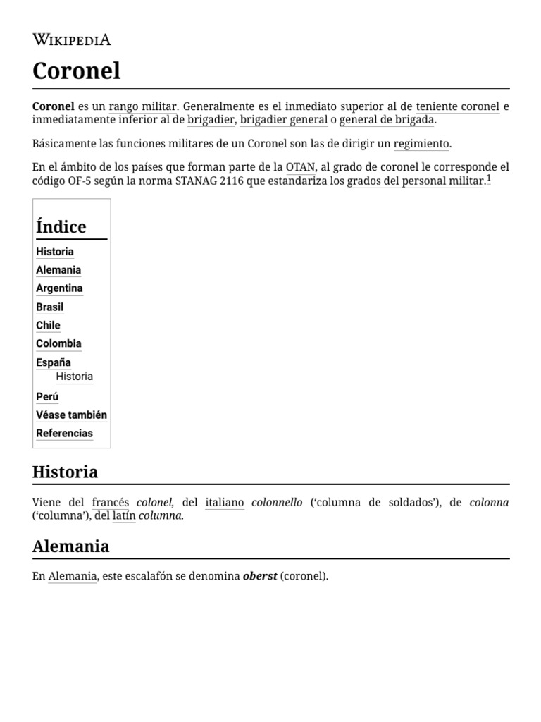 Coronel | PDF | Coronel | Oficial general