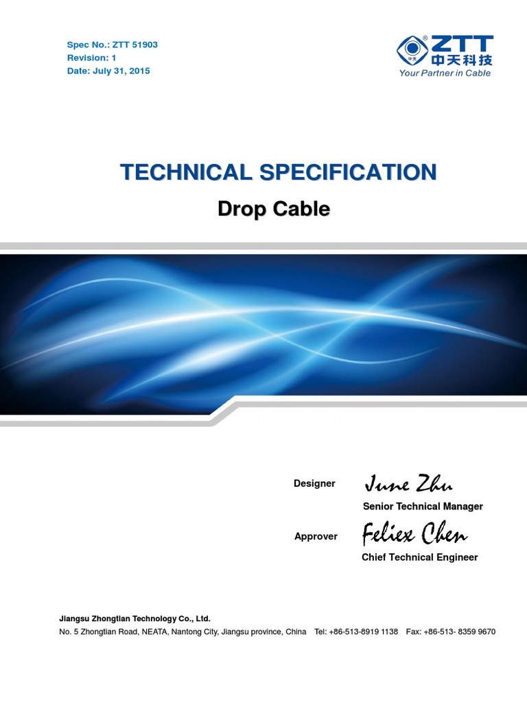 OFC 1G.652D Drop Cable LSZH 400N Datasheet | PDF | Optical Fiber ...