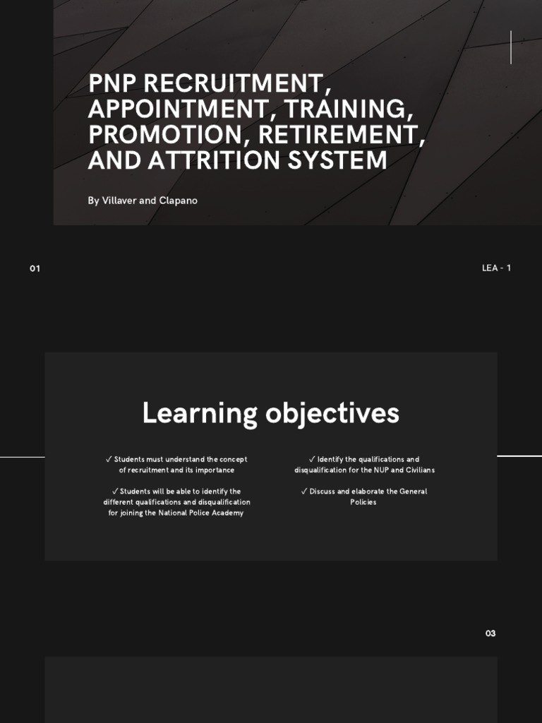 PNP Recruitment, Appointment, Training, Promotion, Retirement, and ...